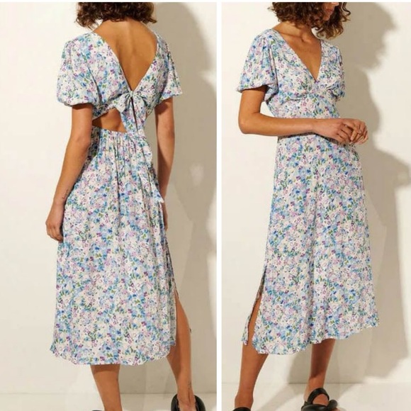 Kivari | Dresses | Kivari Sarita Midi Dress Blue Daisy Flower Print ...